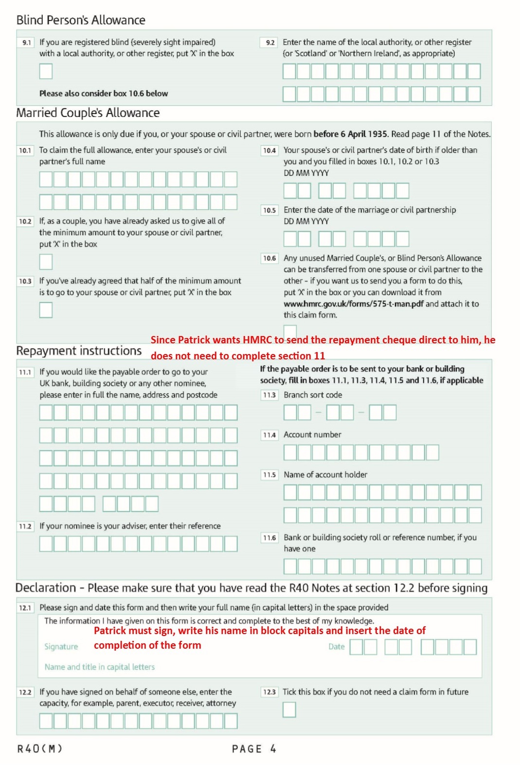 R40 – Claim for repayment of tax deducted from savings and investments ...